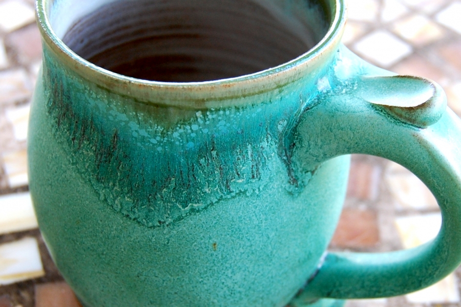 Hand thrown Pottery Mug Turquoise Handmade Pottery Mug Turquoise ...