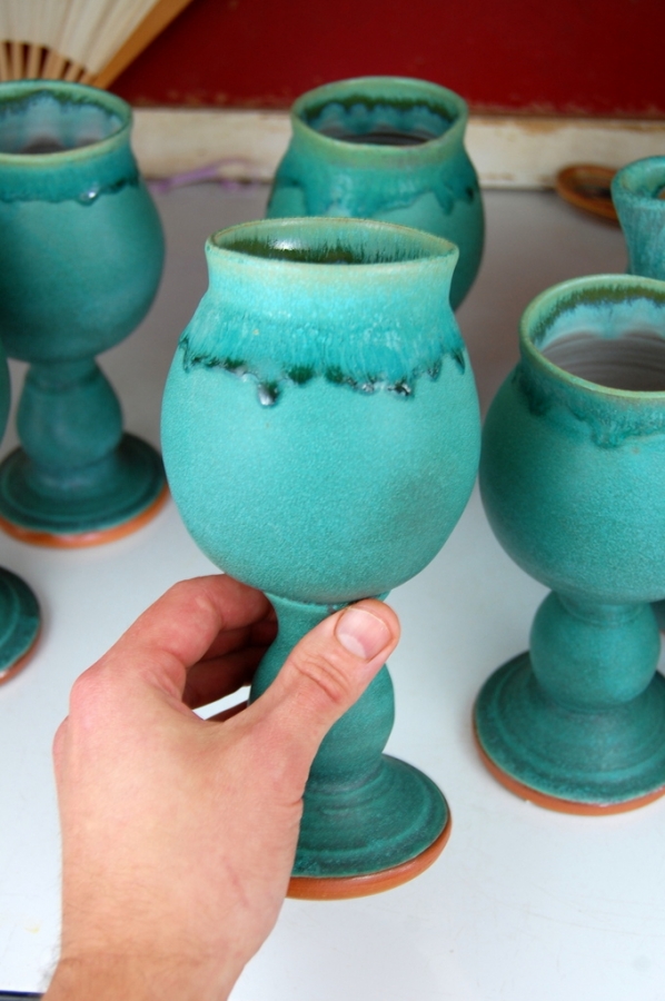 Hand Thrown Pottery Wine Goblet in Turquoise Handmade Pottery Wine Goblet