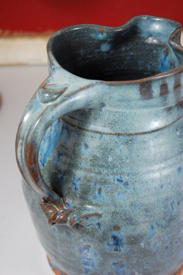 Hand Thrown Pottery Pitcher Large One Gallon Slate Blue Stoneware ...