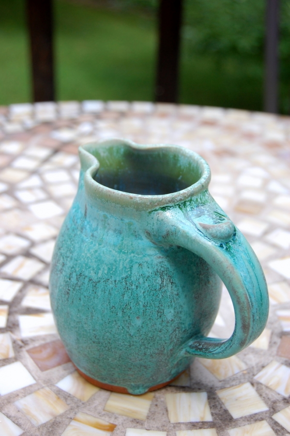 Hand Thrown Pottery Turquoise Creamer Handmade Pottery Creamer in Turquoise