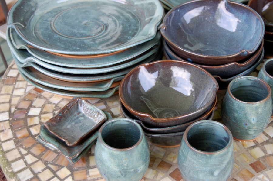 Handmade Pottery Dinnerware Set Blue Stoneware Pottery Dinnerware Sets ...