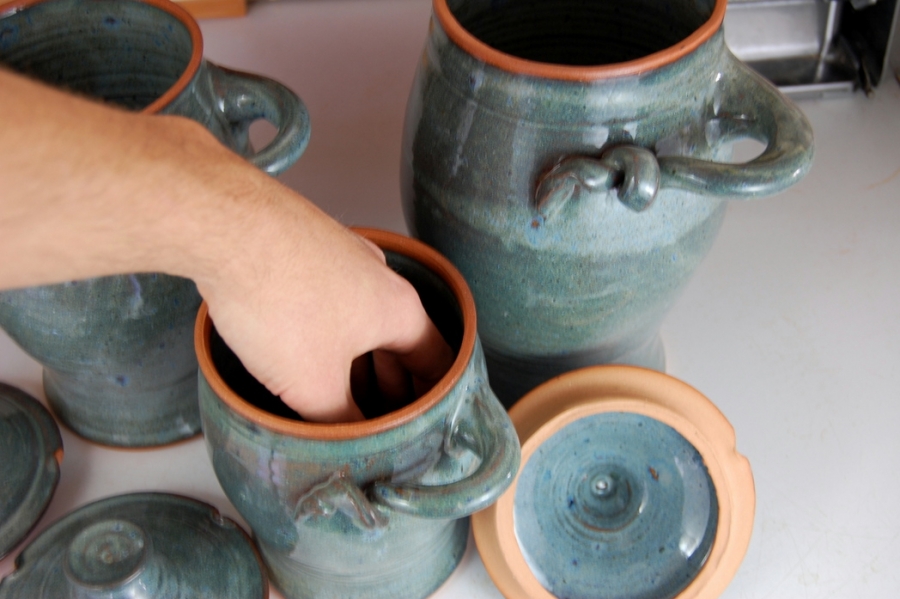 Hand Thrown Pottery Kitchen Canister Set in Slate Blue Wheel Thrown ...