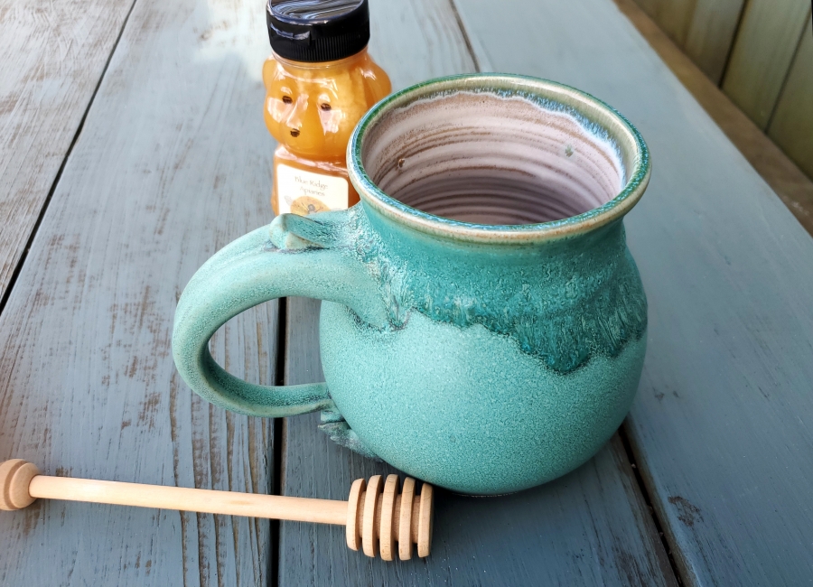 Huge Hand Thrown Pottery Mug Huge Turquoise 32oz Pottery Mug Massive Mug