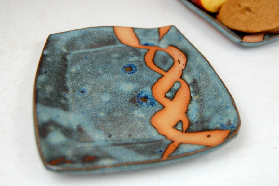 Pottery Bread Plate or Desert Plate Square Handmade Pottery Dinnerware ...