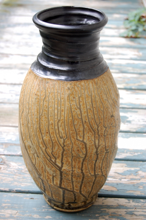 Hand Thrown Pottery Vase Large Ash Glazed Pottery Vase Tall Black ...
