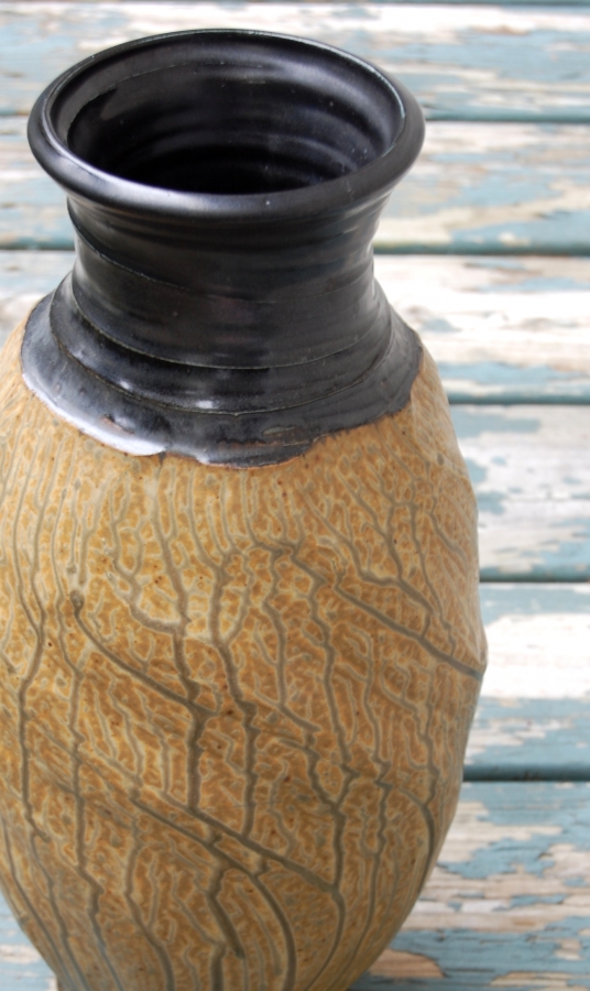 Hand Thrown Pottery Vase Large Ash Glazed Pottery Vase Tall Black ...