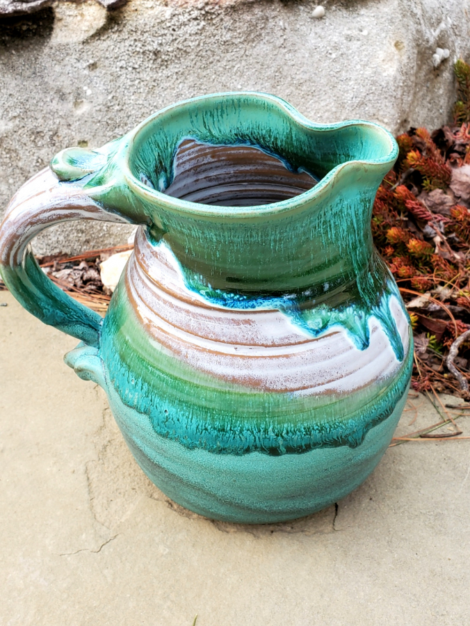 Hand Thrown Pottery Pitcher Half Gallon Stoneware Pottery Pitcher in ...